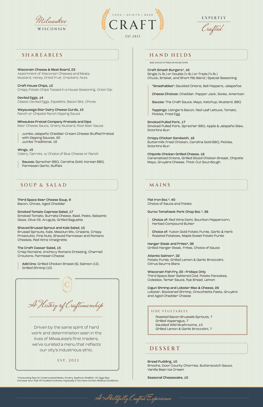 Craft Menu's | Trade Hotel
